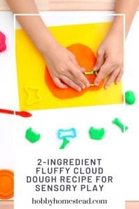 2-Ingredient Fluffy Cloud Dough Recipe for Sensory Play - Hobby Homestead