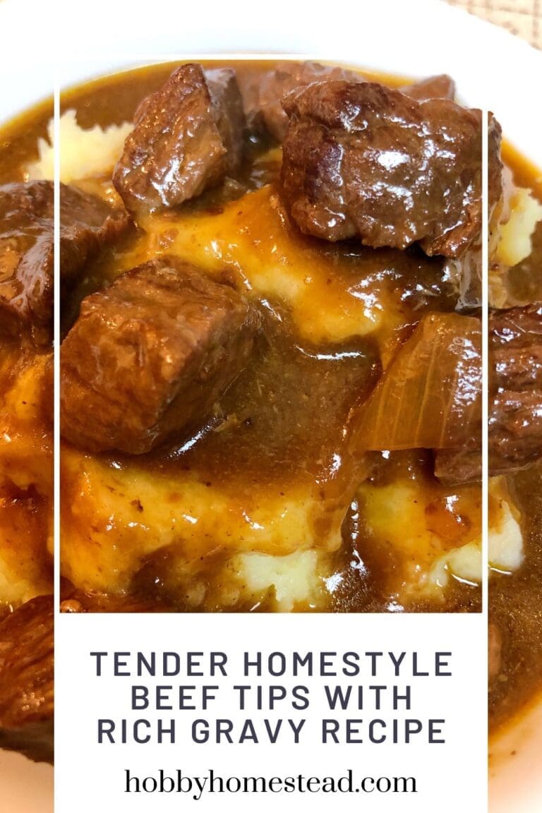 Tender Homestyle Beef Tips with Rich Gravy Recipe - Hobby Homestead