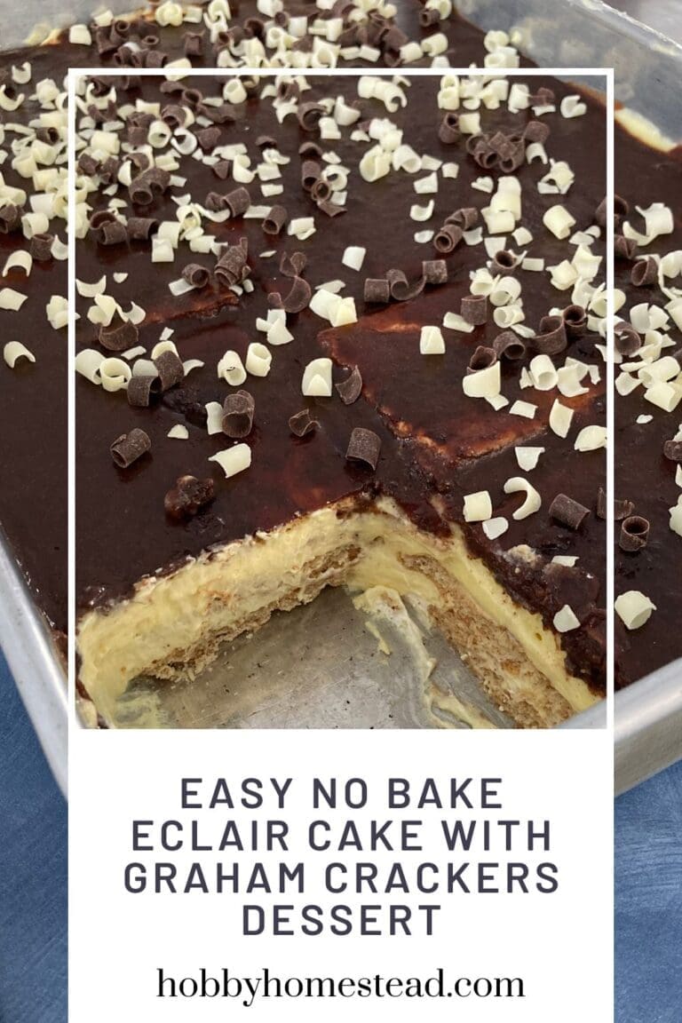 Easy No Bake Eclair Cake with Graham Crackers Dessert - Hobby Homestead